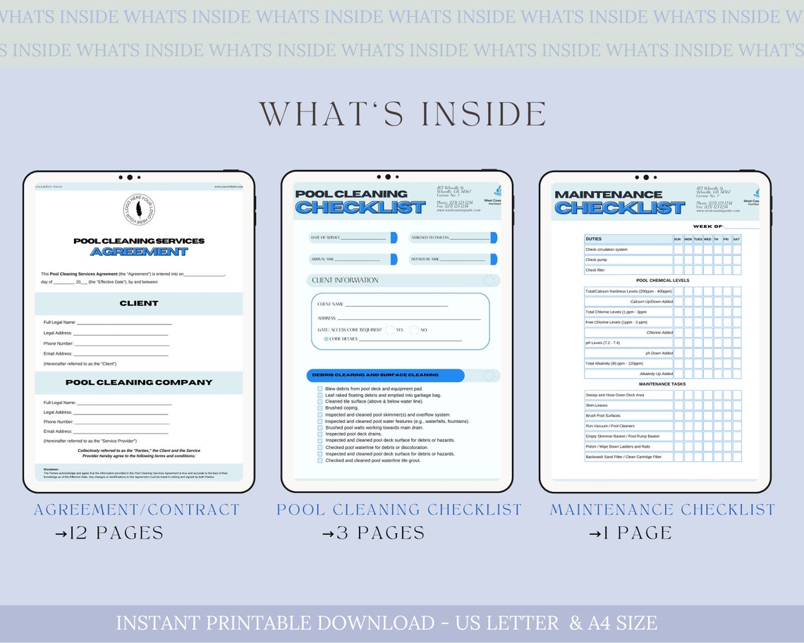 Pool Cleaning Services Agreement, Swimming Pool Service Agreement ...