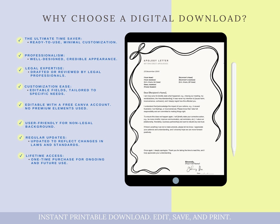 Apology Letter Template, Professional Apology Letter Template,apology ...