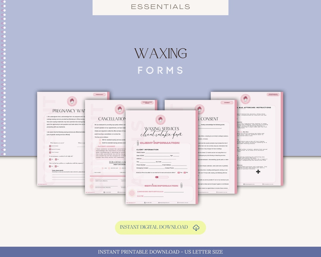 Esthetician Waxing Treatment Forms, Waxing Intake Form,skincare Consent ...