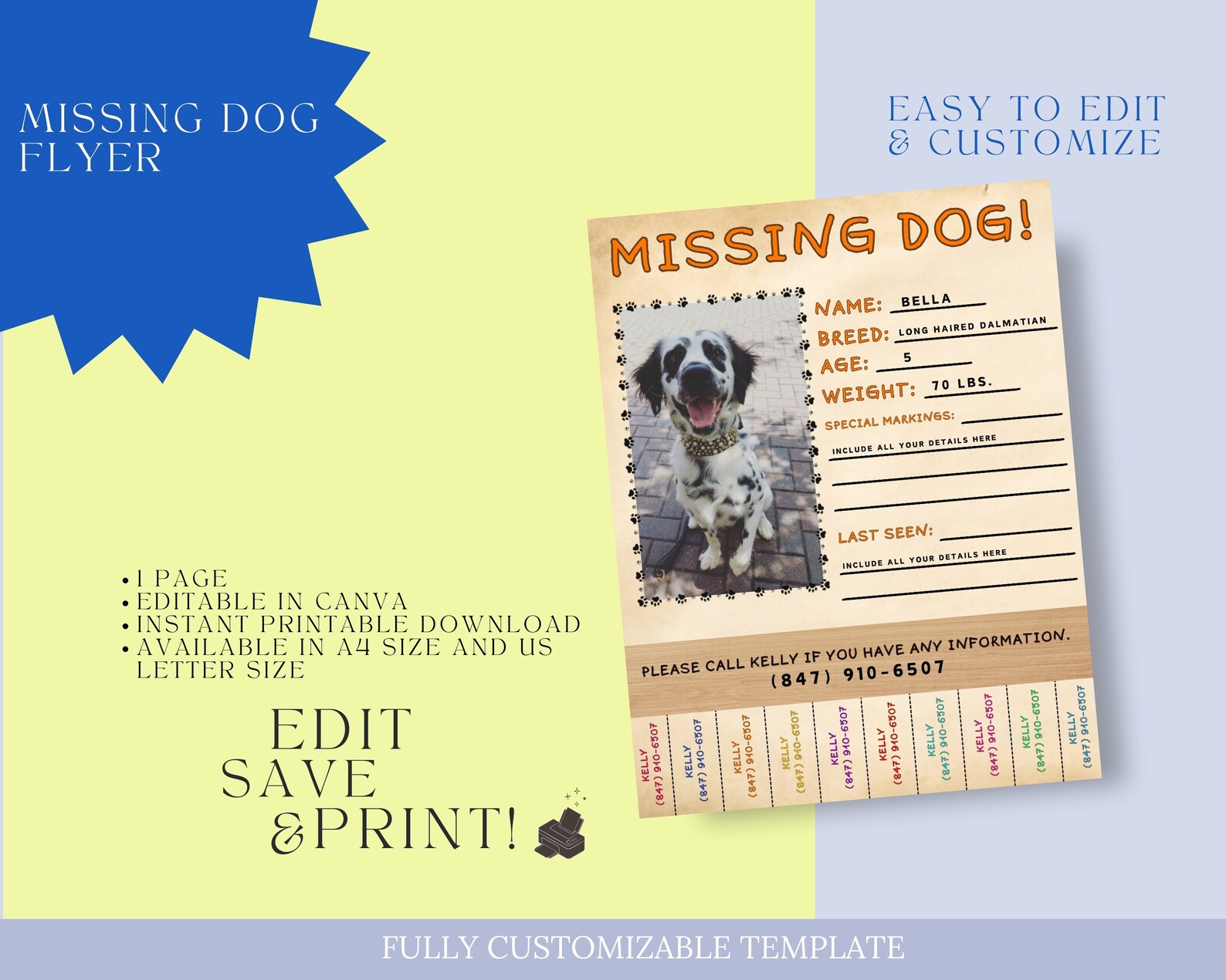 Missing Dog Flyer Template, Lost Dog Poster, Editable Lost Pet Poster, Lost Dog Search Sign ...