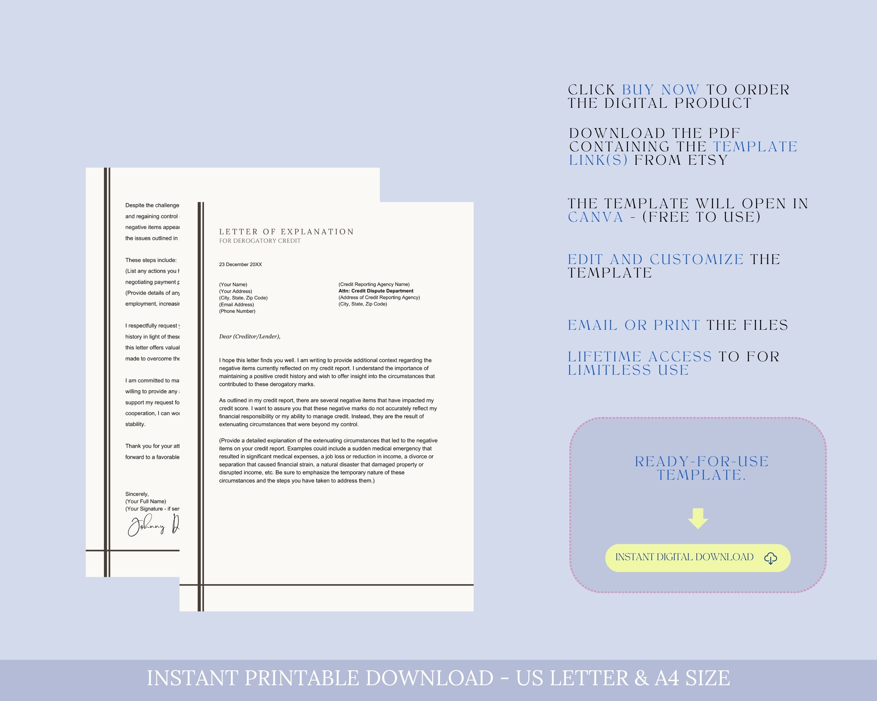 Letter of Explanation for Derogatory Credit Letter Template, Credit ...