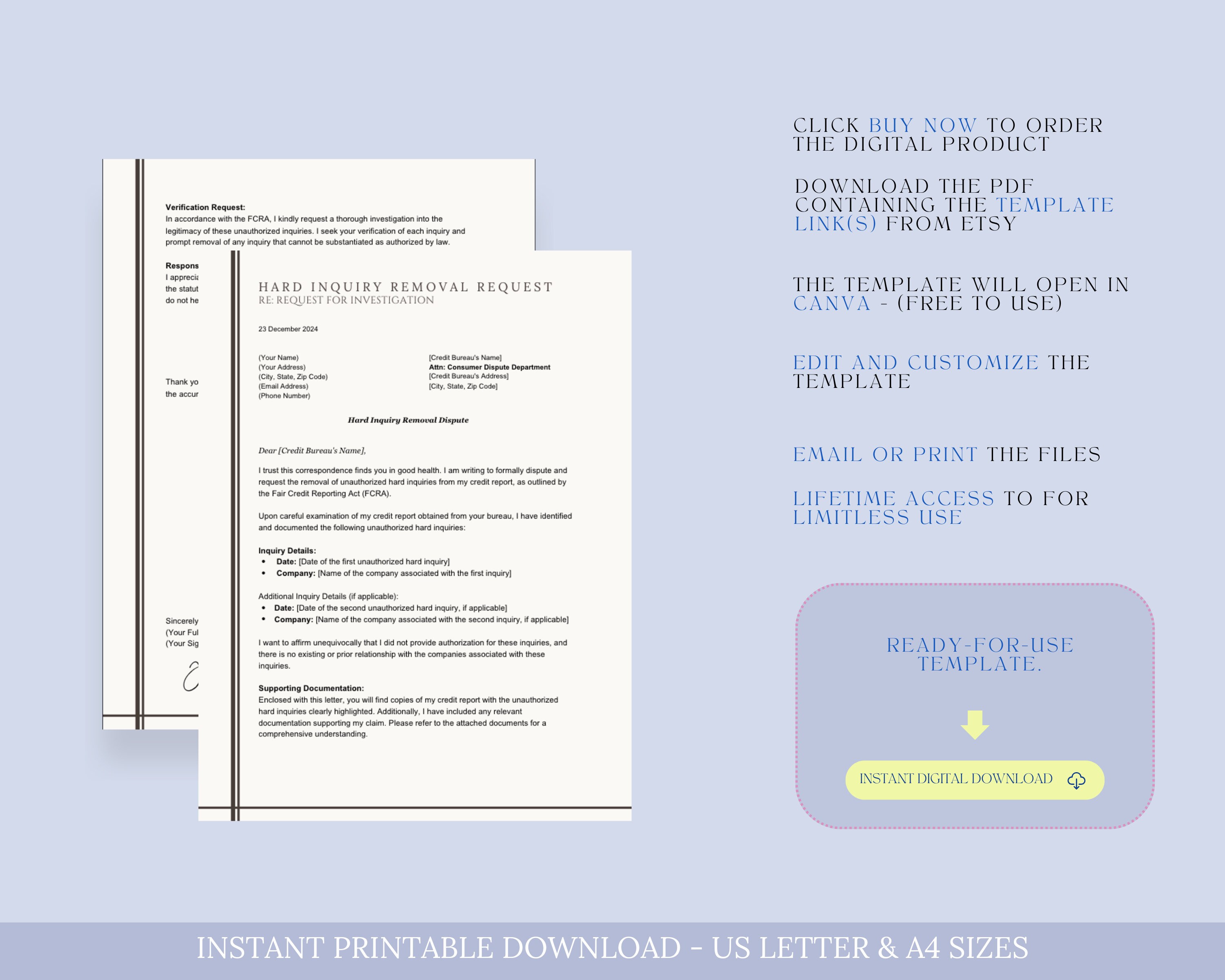 Hard Inquiry Removal Request, Request for Investigation Dispute Letter ...