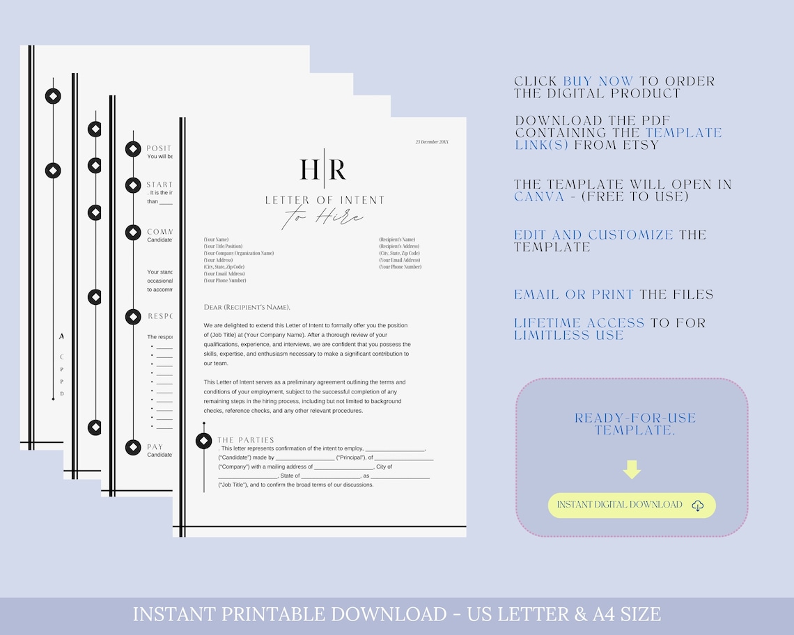 Letter of Intent to Hire Template, Employment Offer Letter, Job Offer ...