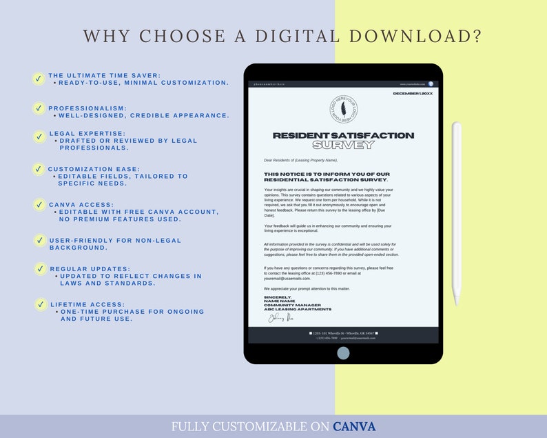 Resident Satisfaction Survey, Tenant Survey, Tenant Intake Form, Tenant ...