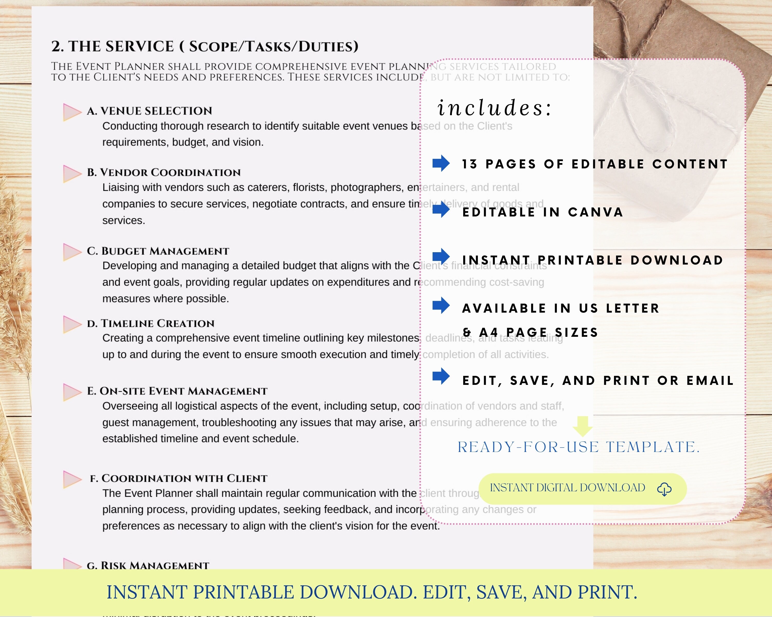 Event Planner Contract Template, Event Planning Agreement,party Planner ...