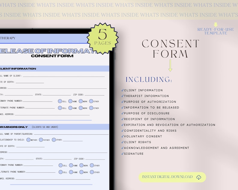 Release of Information (ROI) Consent Form Template for Private Practice ...