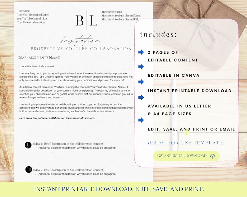 Youtube Collaboration Request Letter, Invitation for Influencer ...