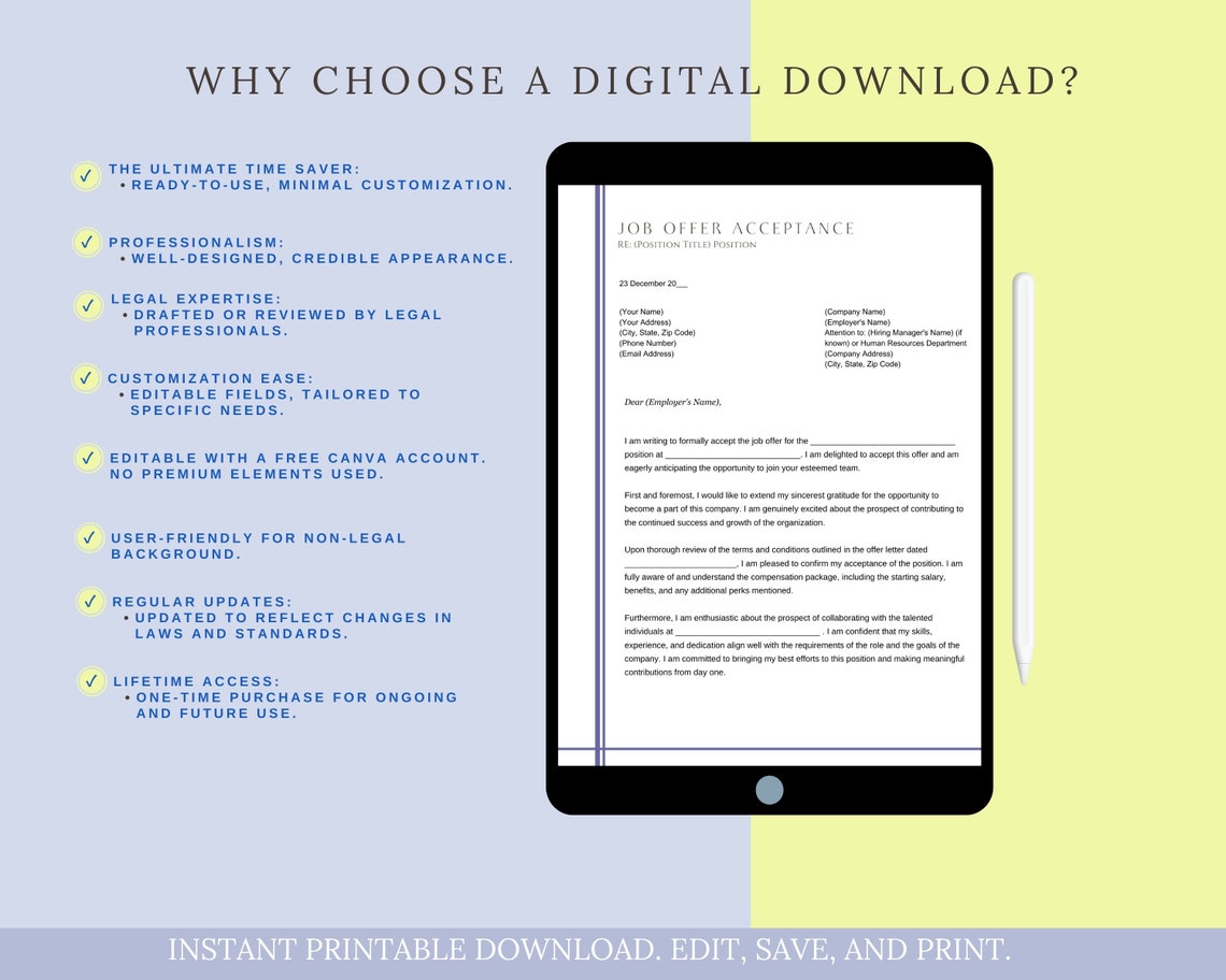 Acceptance of Job Offer Letter, General Job Offer Acceptance ...