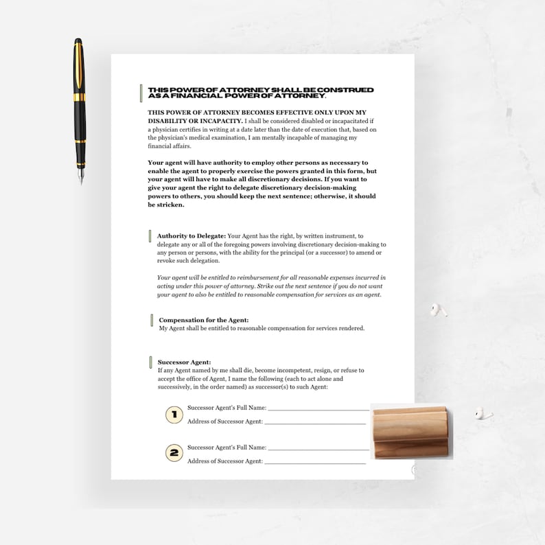 Financial Power of Attorney Template, POA Form, Financial Power of ...