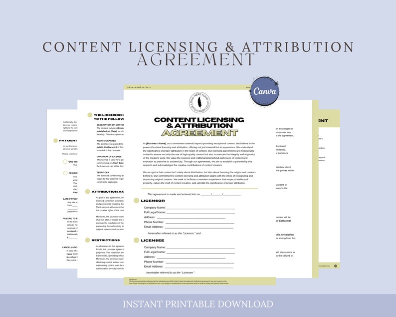 Content Licensing and Attribution Agreement, Content Licensing ...
