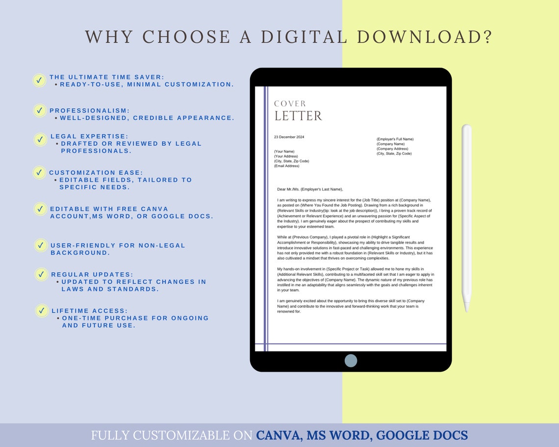 Cover Letter Template, Simple Cover Letter Professional, CV Template ...