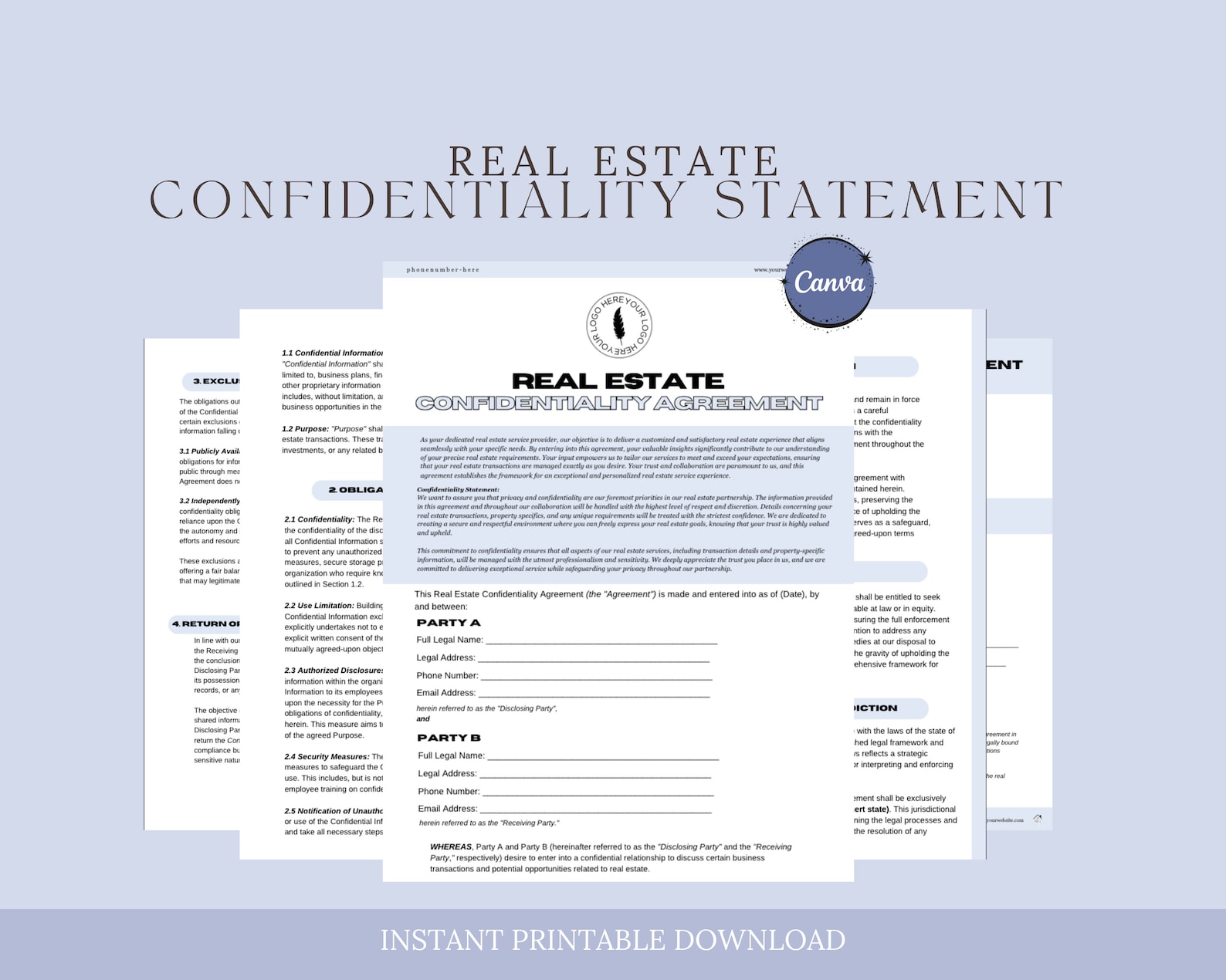 Real Estate Confidentiality Statement Agreement, Property ...