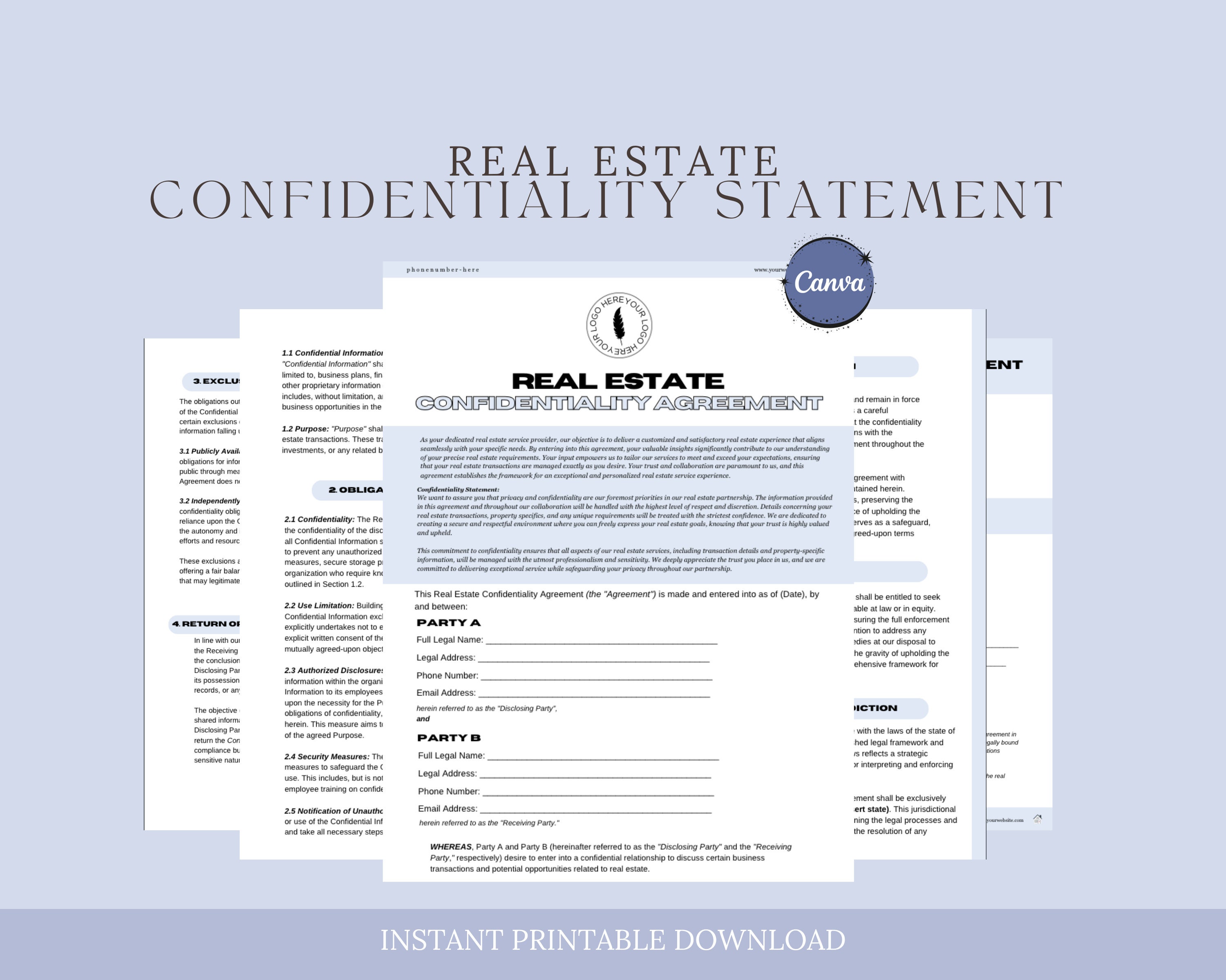 Real Estate Confidentiality Statement Agreement, Property ...