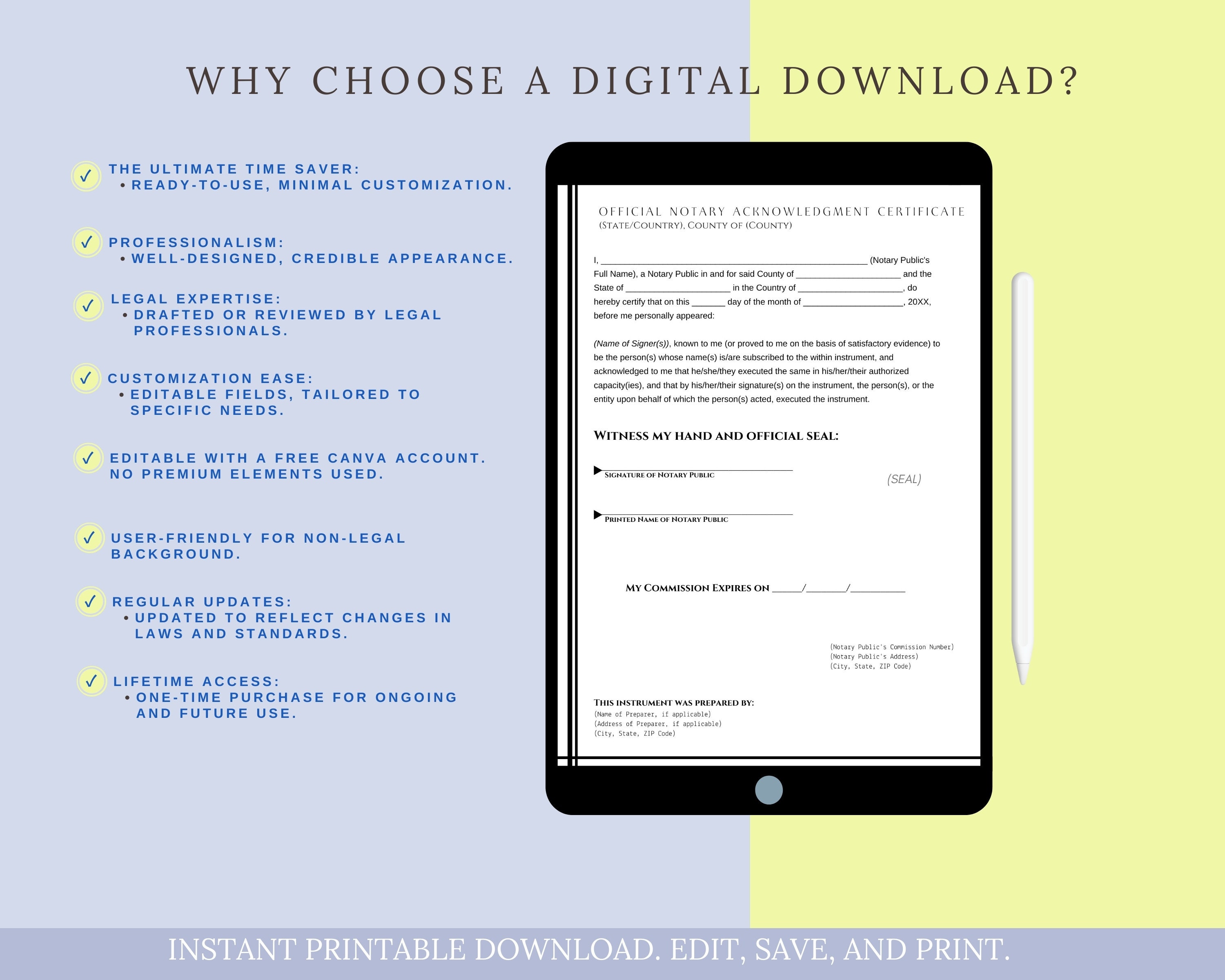 Acknowledgment Notary Certificate Template, Notarial Certificate ...