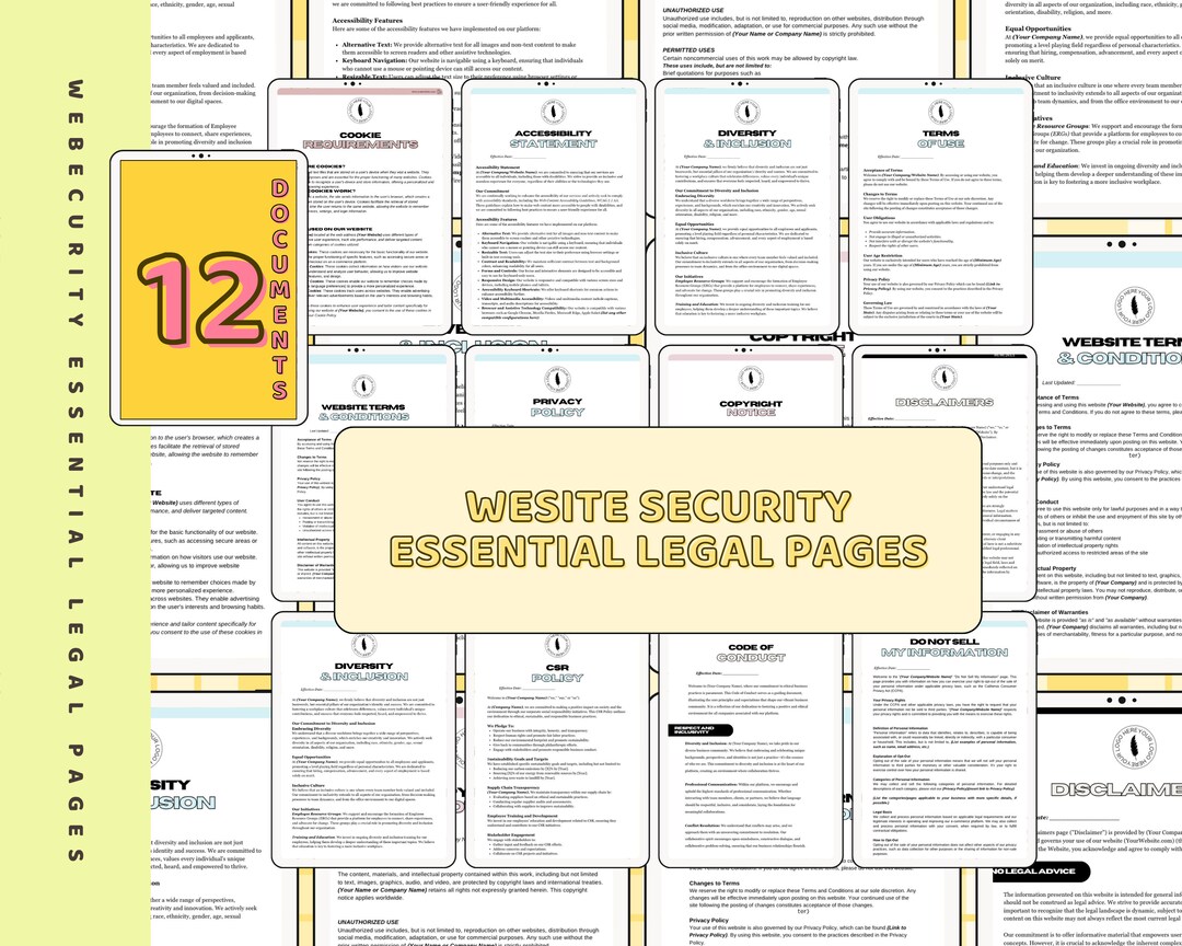 Website Security Essential Legal Pages Bundle Pack, Privacy Policy ...