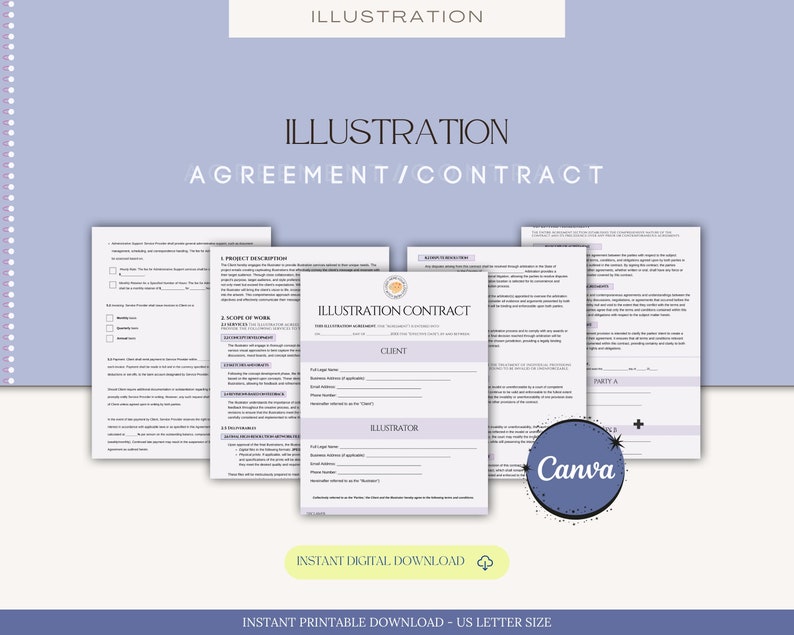 Illustration Contract Template, Graphic Design Contract, Freelance ...