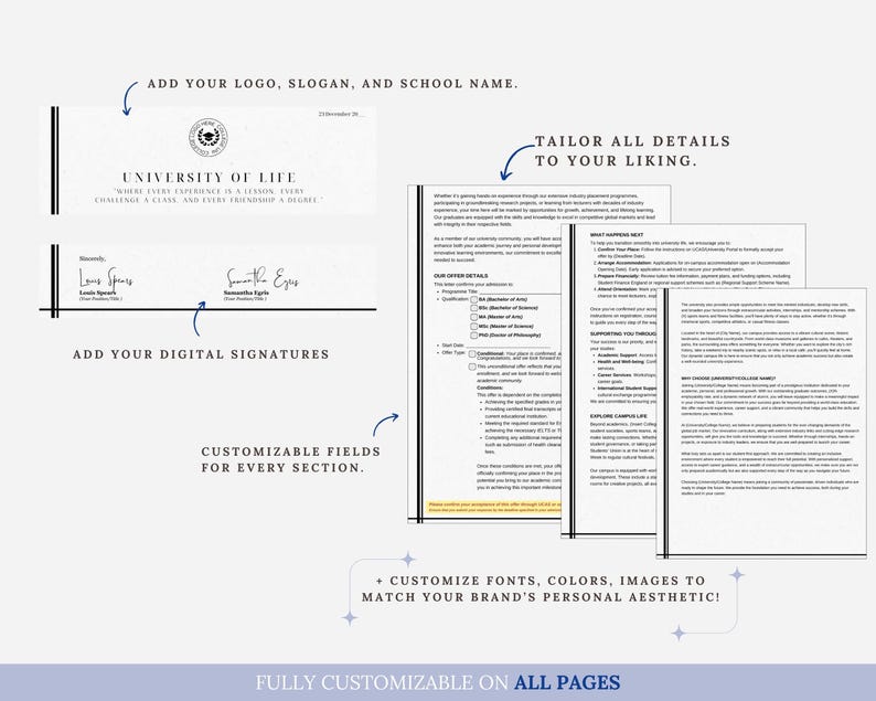 University Admission Offer Letter Template (uk-specific, Extended ...