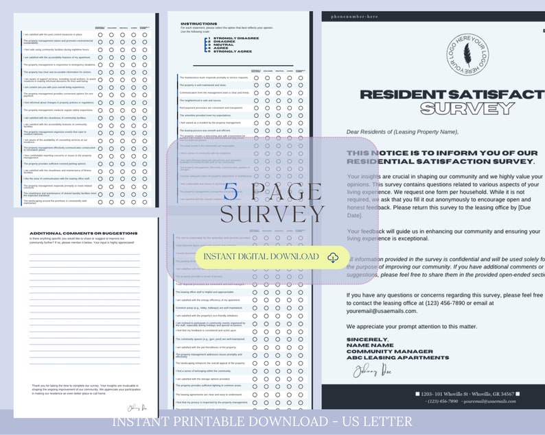 Resident Satisfaction Survey, Tenant Survey, Tenant Intake Form, Tenant ...