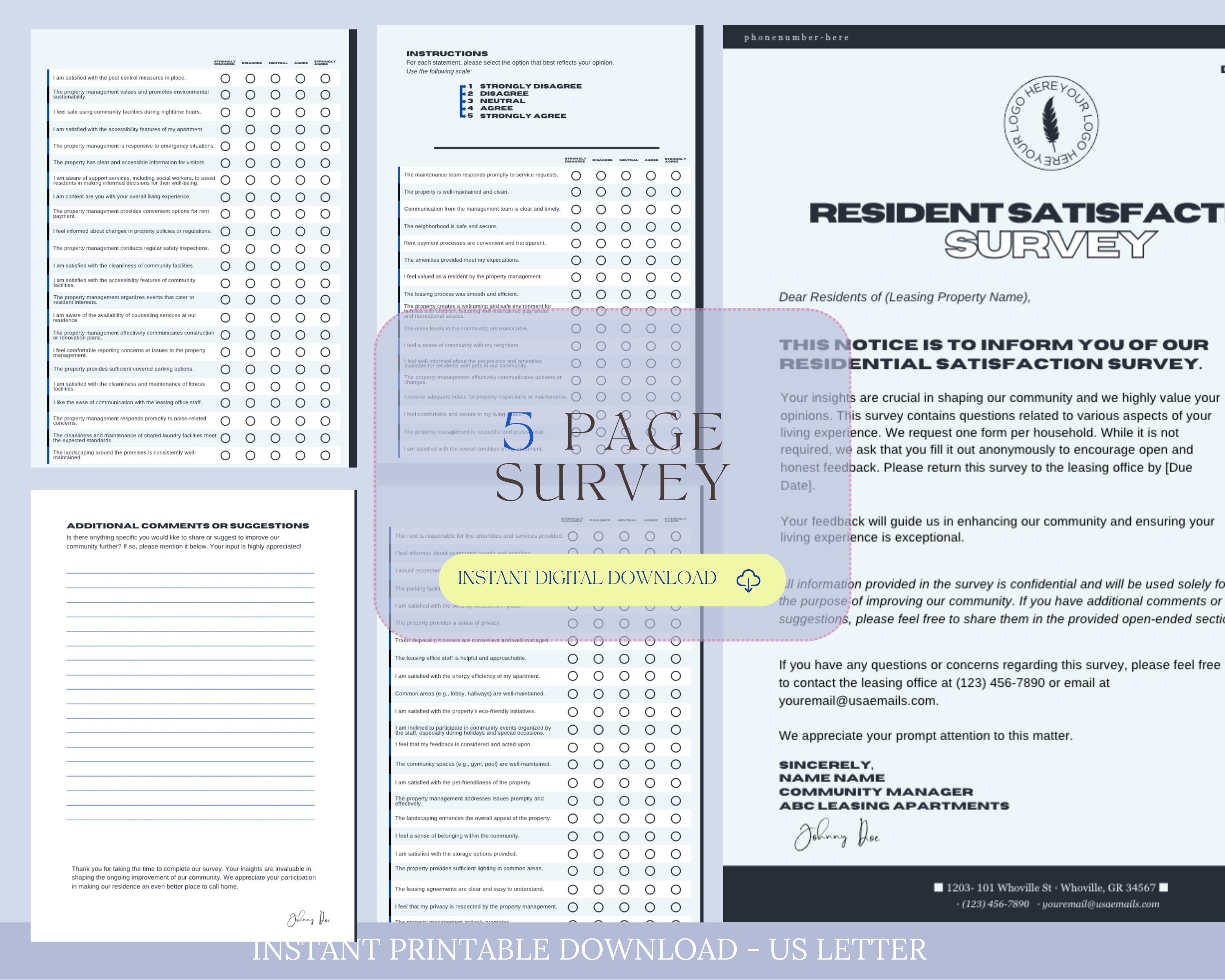 Resident Satisfaction Survey, Tenant Survey, Tenant Intake Form, Tenant ...
