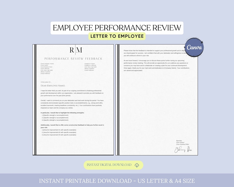 Employee Performance Review Letter, Corporate Performance Review Letter ...