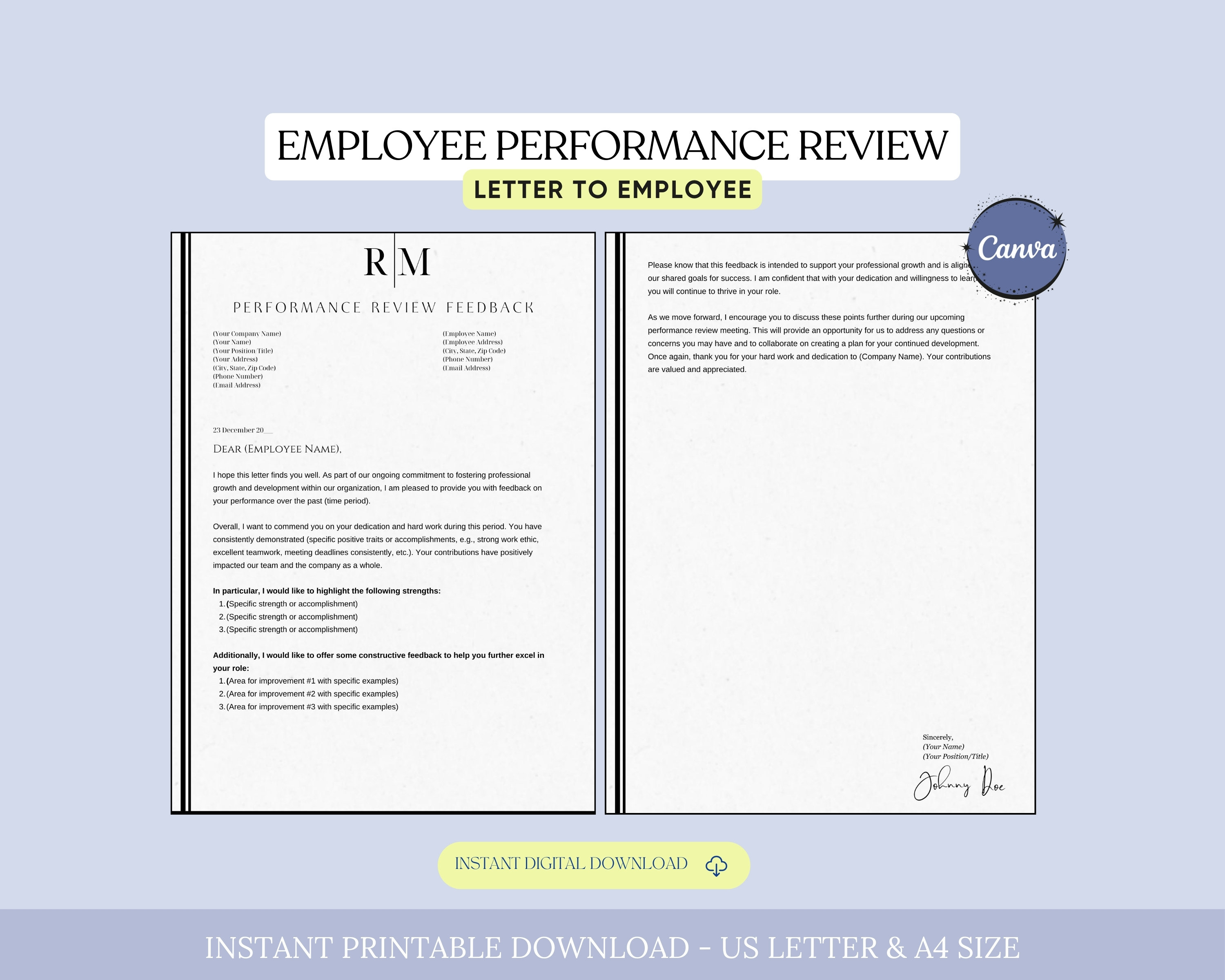 Employee Performance Review Letter, Corporate Performance Review Letter ...