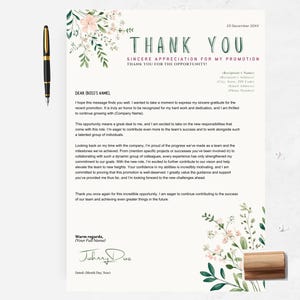 Boss Thank You Letter for Promotion Template,thank You for Promotion ...