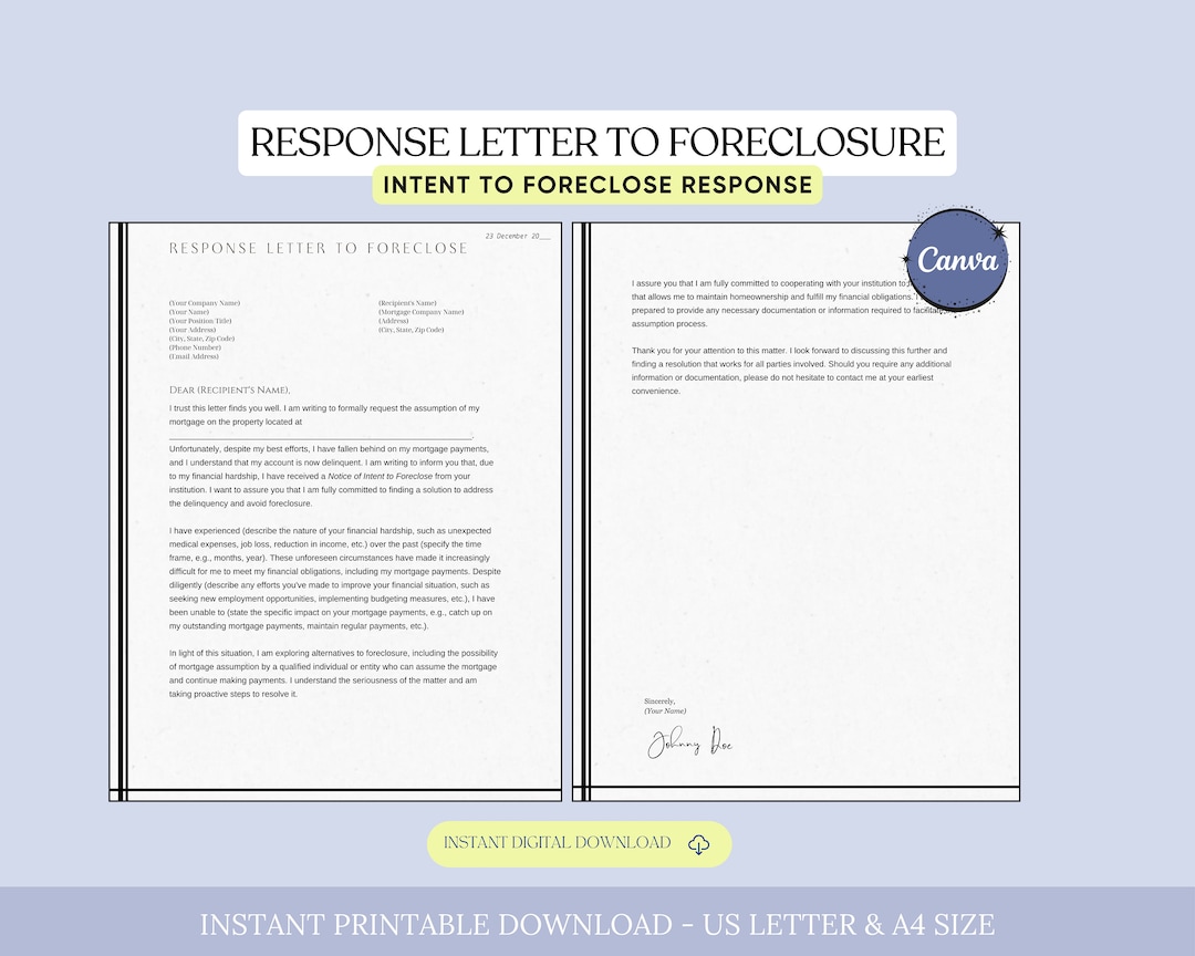 Response Letter to Foreclosure,mortgage Delinquency Letter,foreclosure ...