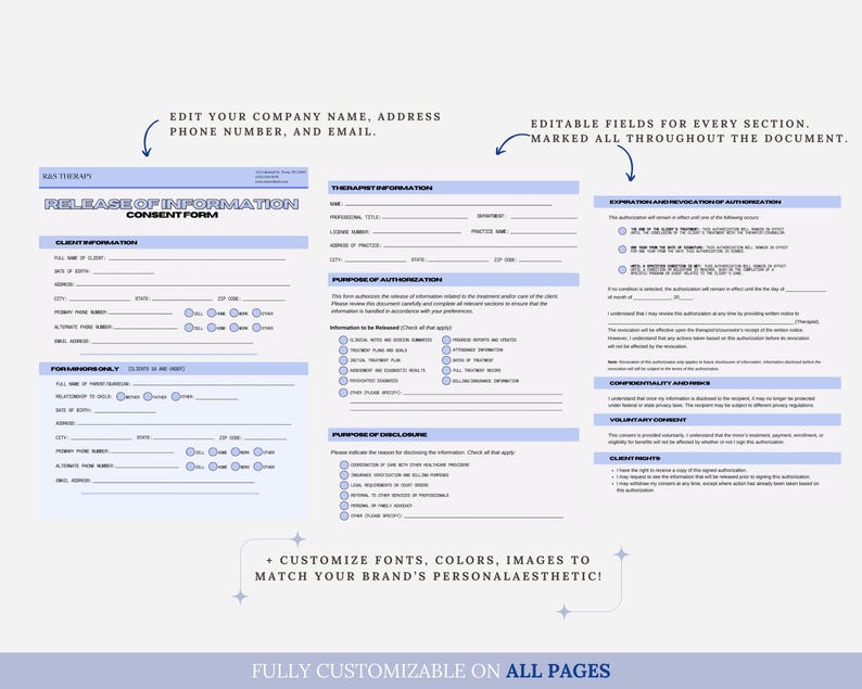Release of Information (ROI) Consent Form Template for Private Practice ...
