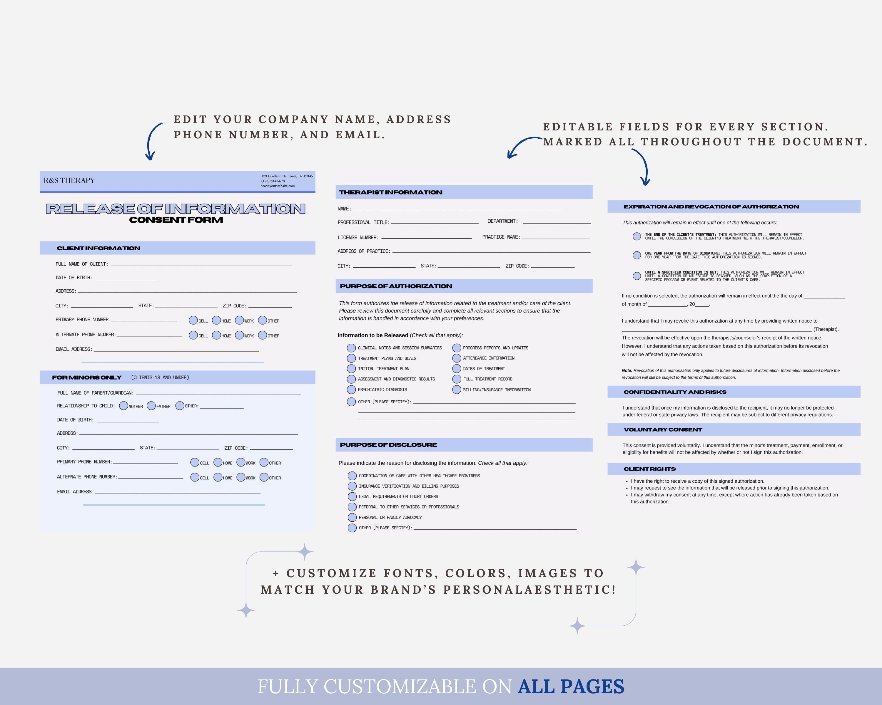 Release of Information (ROI) Consent Form Template for Private Practice ...