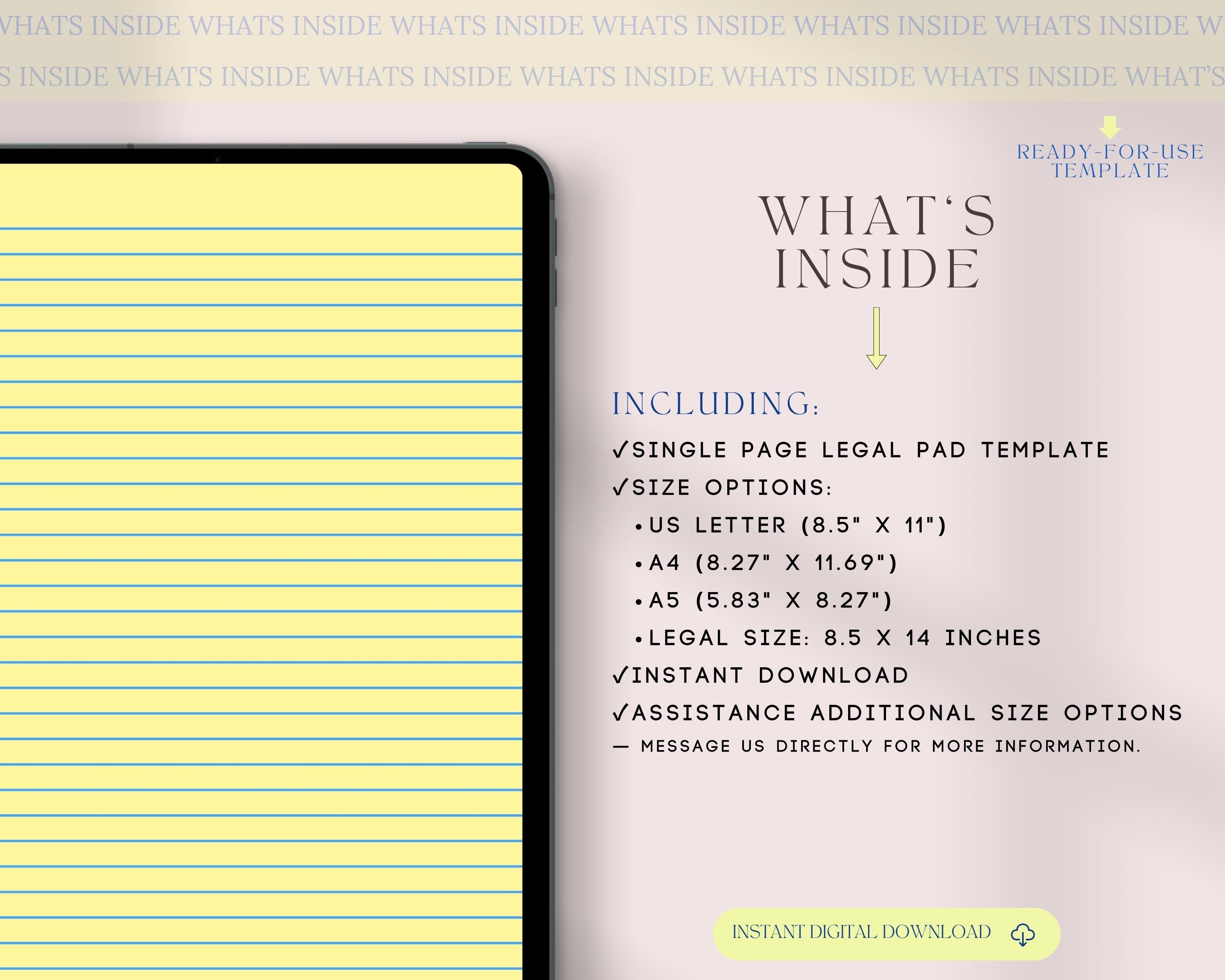 Professional Legal Pad Template, Notebook Template, Note Pad Template ...