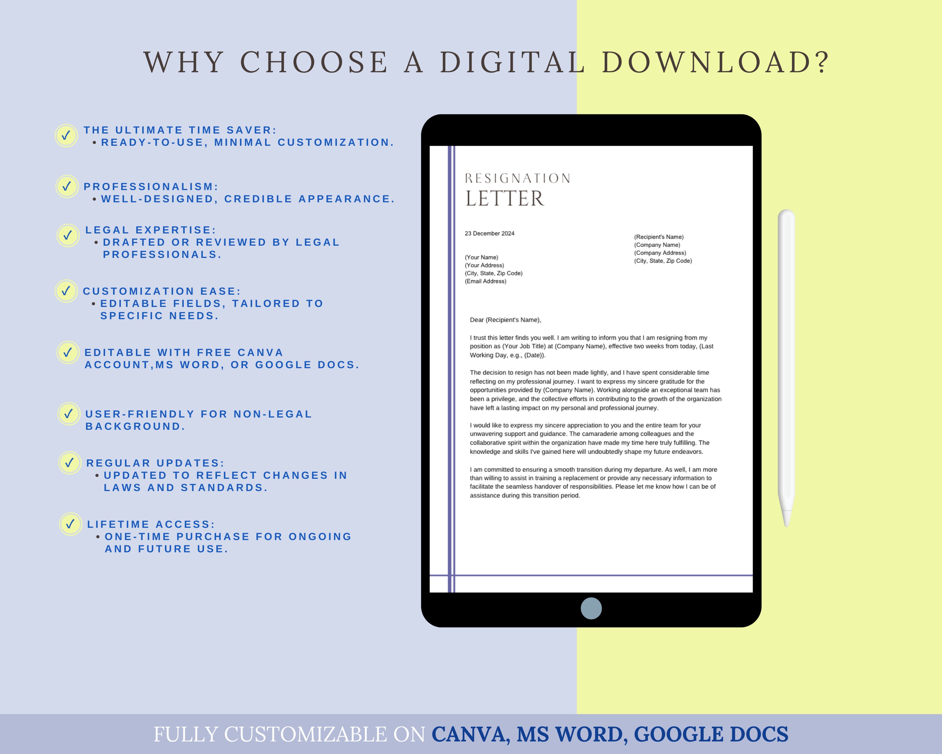 Resignation Letter Template, Professional Resignation Letter, 2 Weeks ...