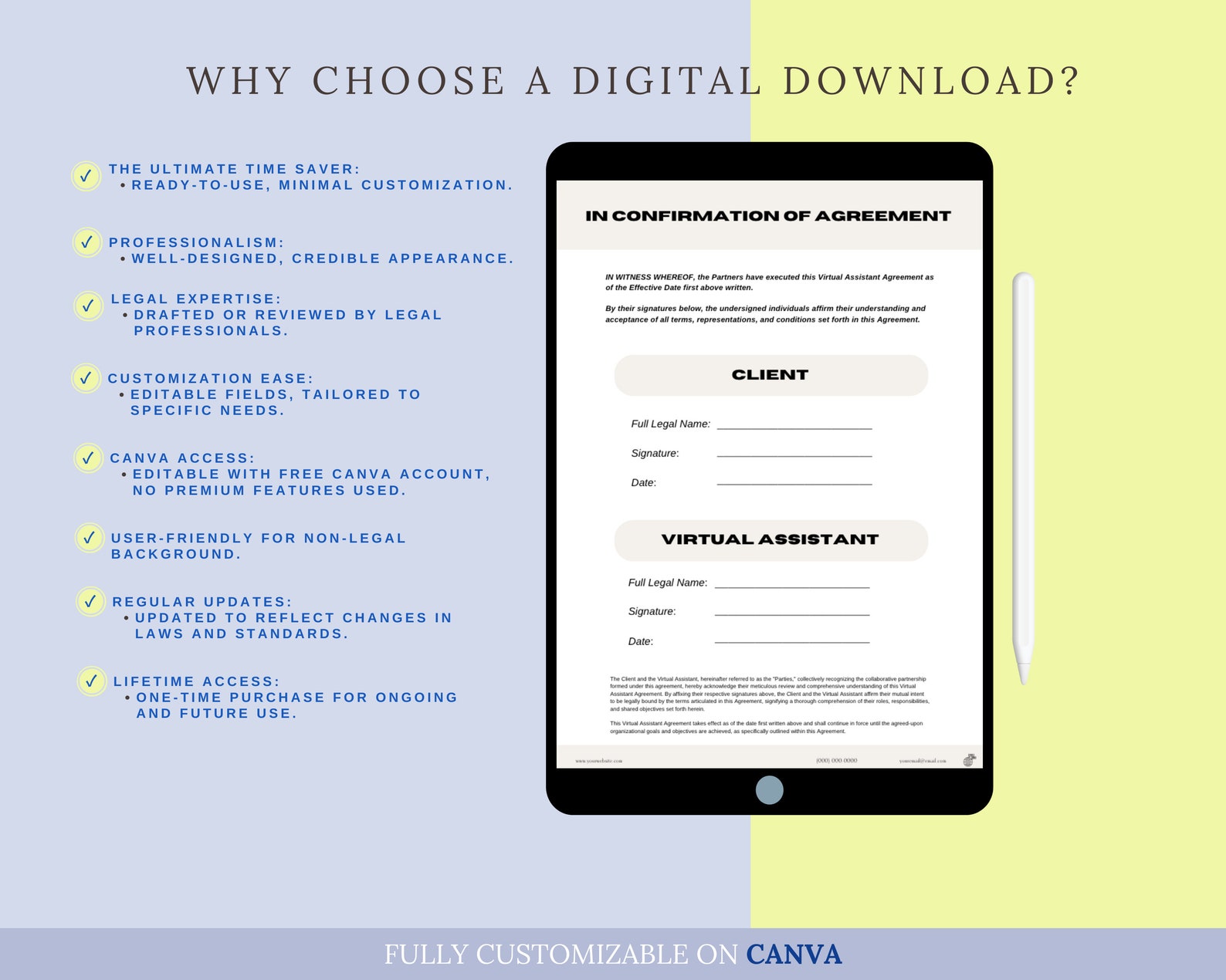 Virtual Assistant Contract Template, Virtual Assistant Service ...