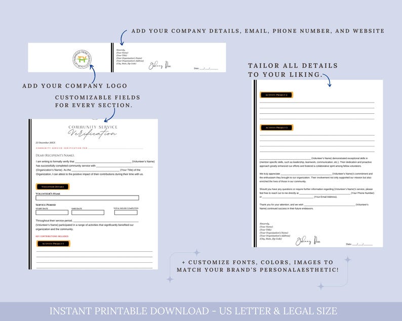 Editable Community Service Verification Letter Template, Community ...