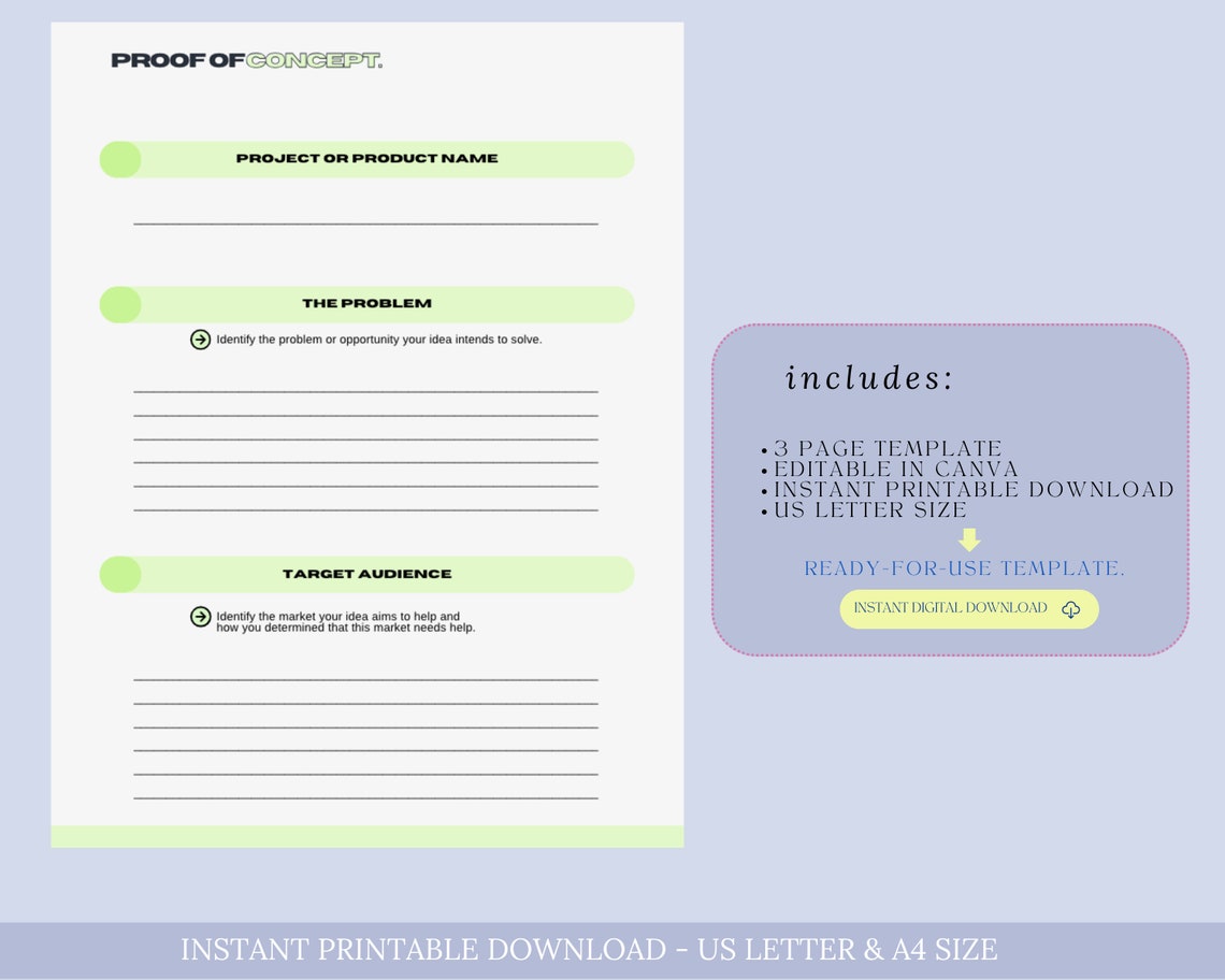 Proof of Concept Template, Concept Form, Idea Testing Form, Prototype ...