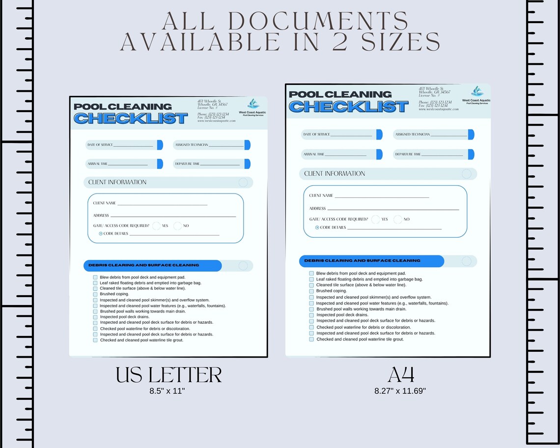 Swimming Pool Cleaning Checklist Template, Residential and Commercial ...