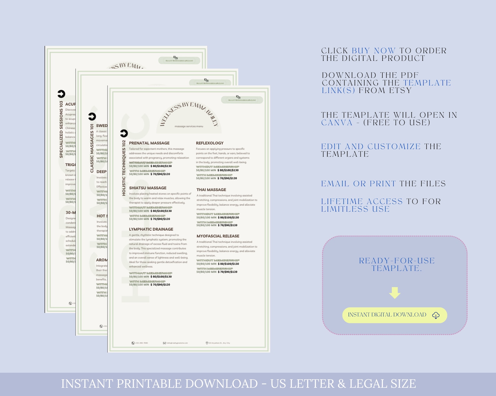 Custom Massage Therapy Price List Design Templates, Custom Massage Menu ...