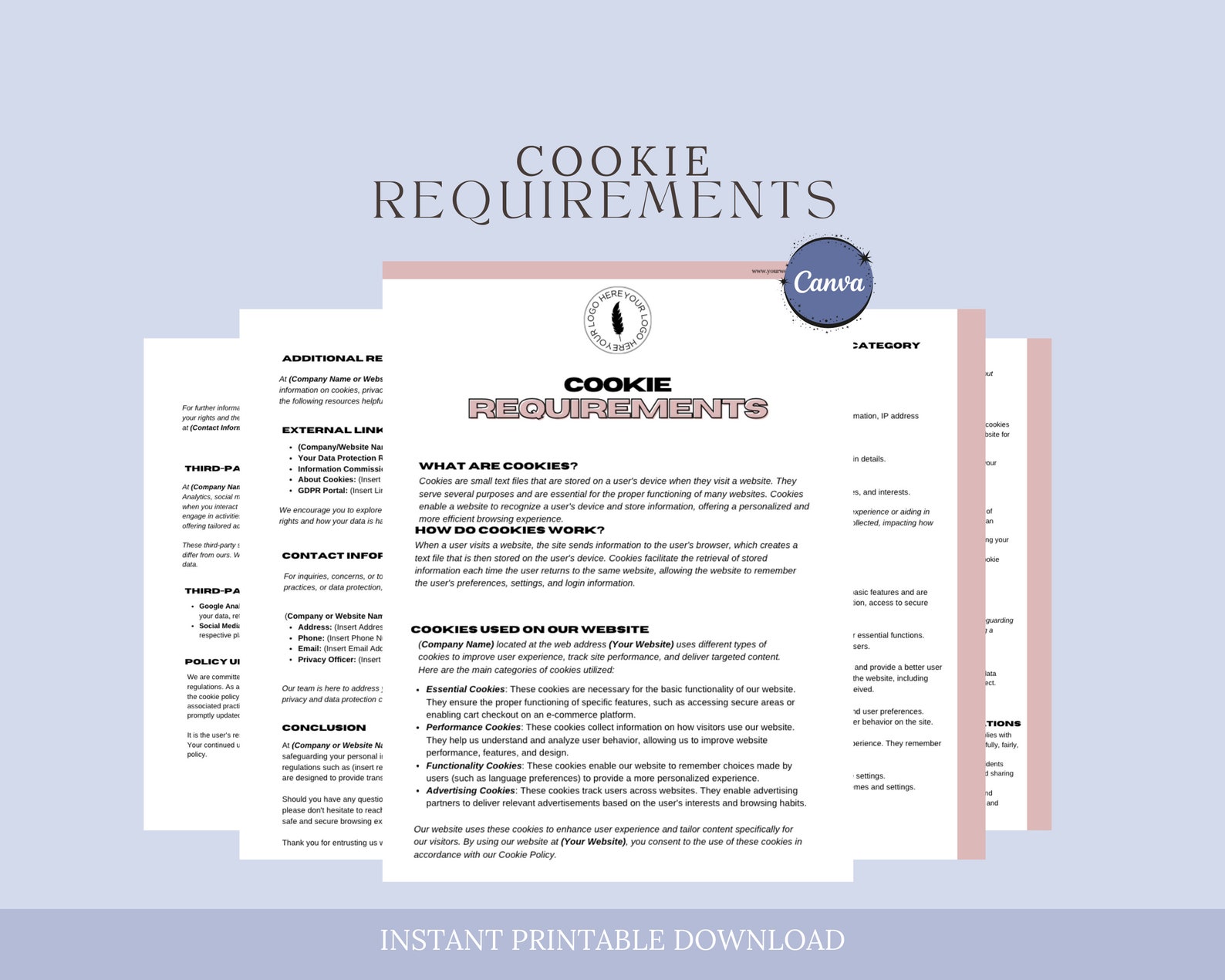 Cookie Requirements Template, Cookie Usage Agreement,website Cookie ...