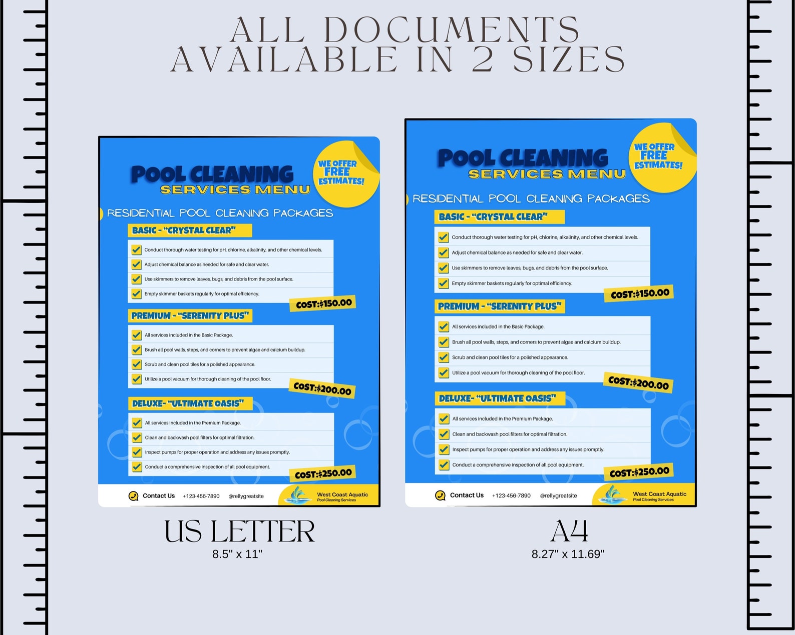 Pool Cleaning Services Menu, Pool Maintenance Menu, Pool Menu, DIY Menu ...