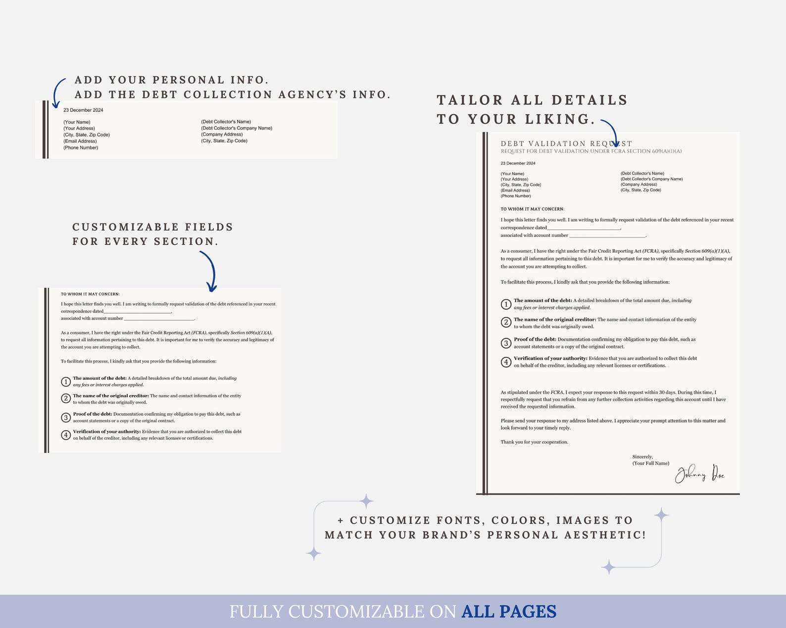 Debt Validation Letter Template, Debt Verification Letter, Debt ...