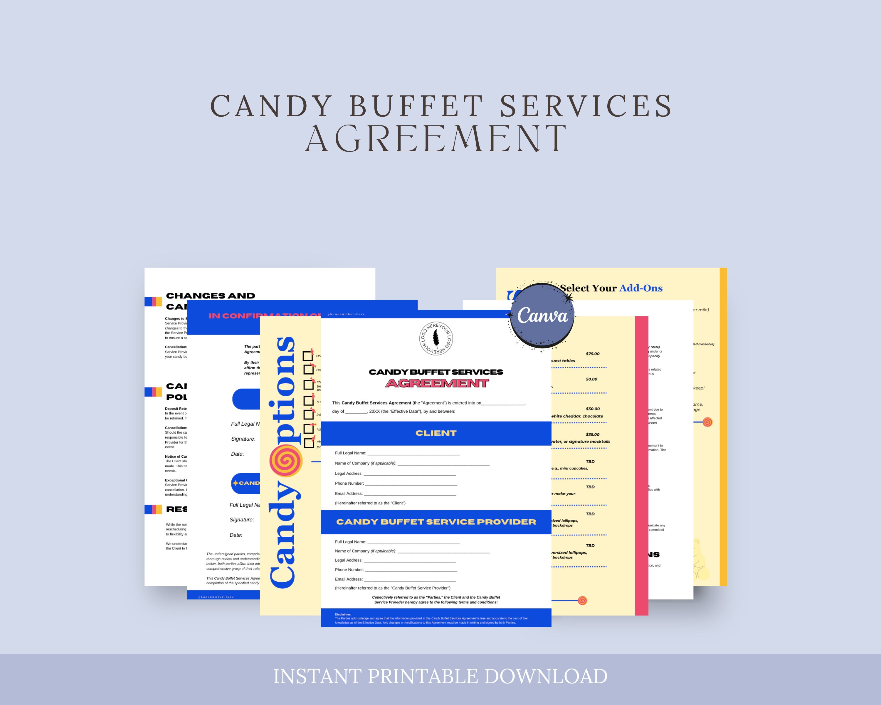 Candy Buffet Services Contract Agreement Template, Dessert Table ...