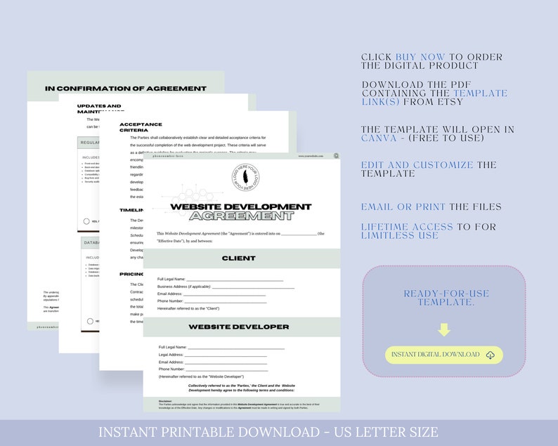 Editable Web Development Contract Template, Freelance Website Developer ...