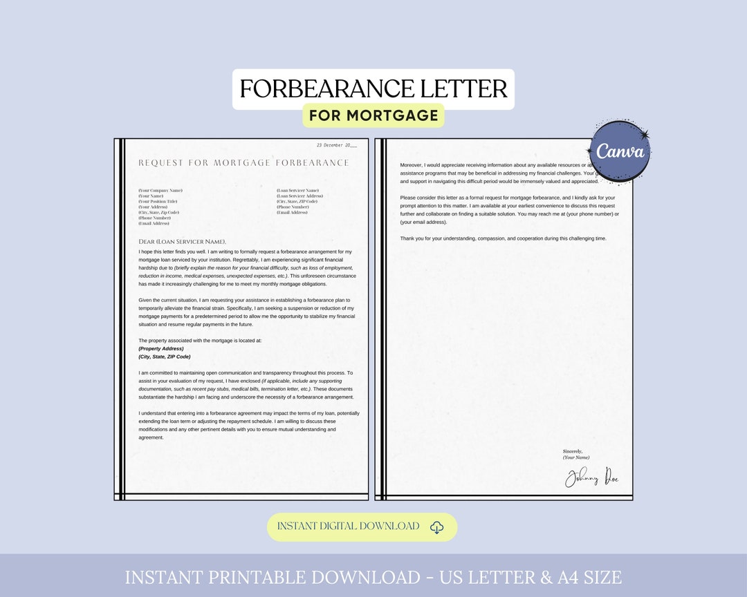 Forbearance Letter for Mortgage, Request for Mortgage Forbearance ...
