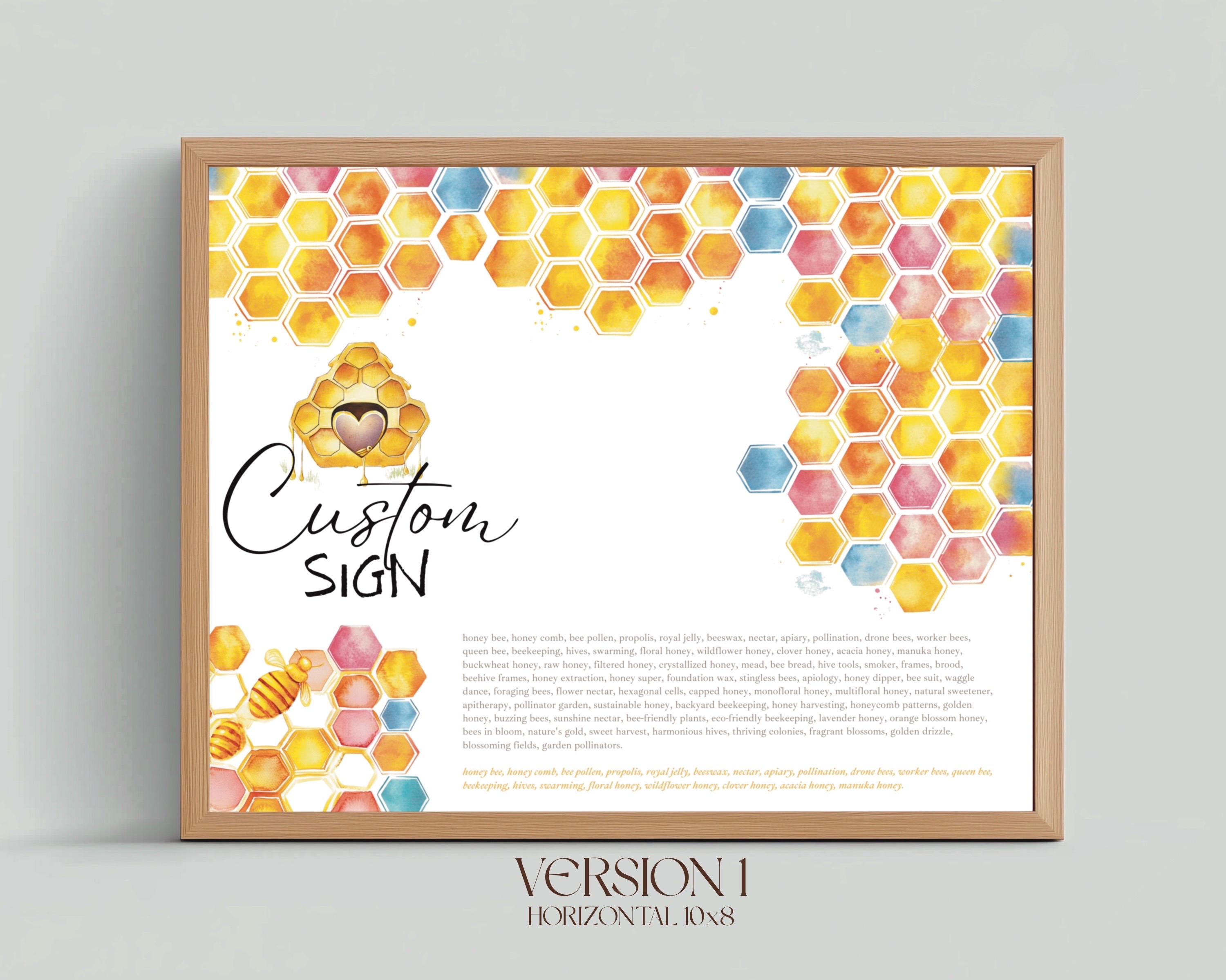 Printable Farmers Market Sign, Bee Custom Sign Poster, (portrait and ...