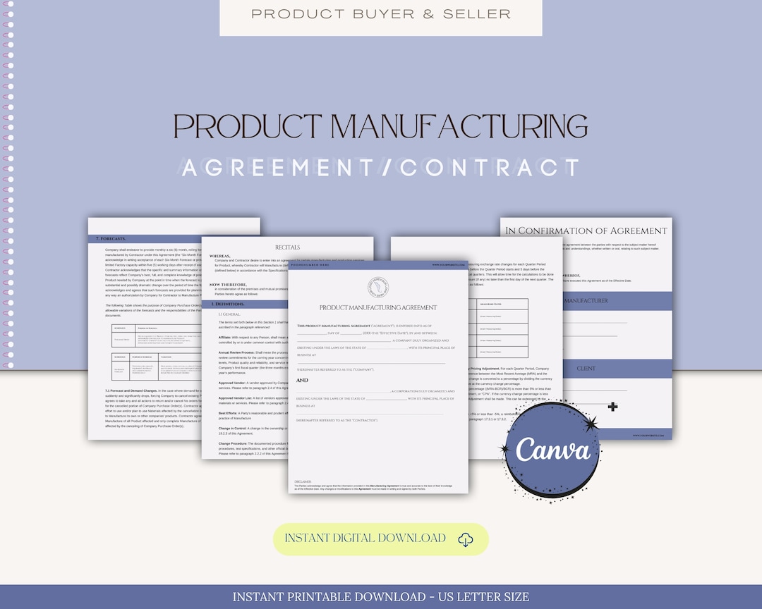 Product Manufacturing Agreement, Manufacturing and Supply Agreement ...