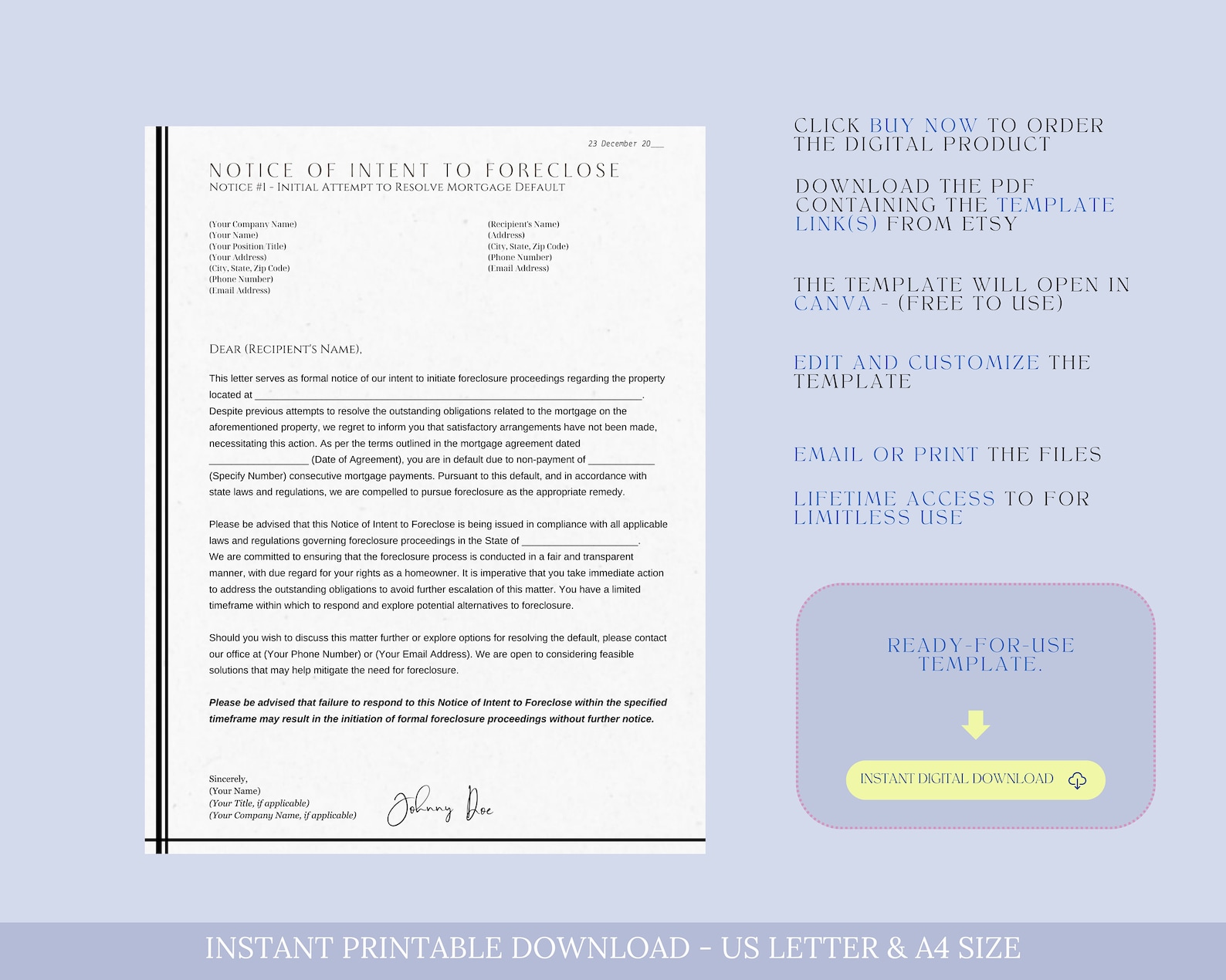 Notice of Intent to Foreclose Letter, Mortgage Delinquency Letter ...