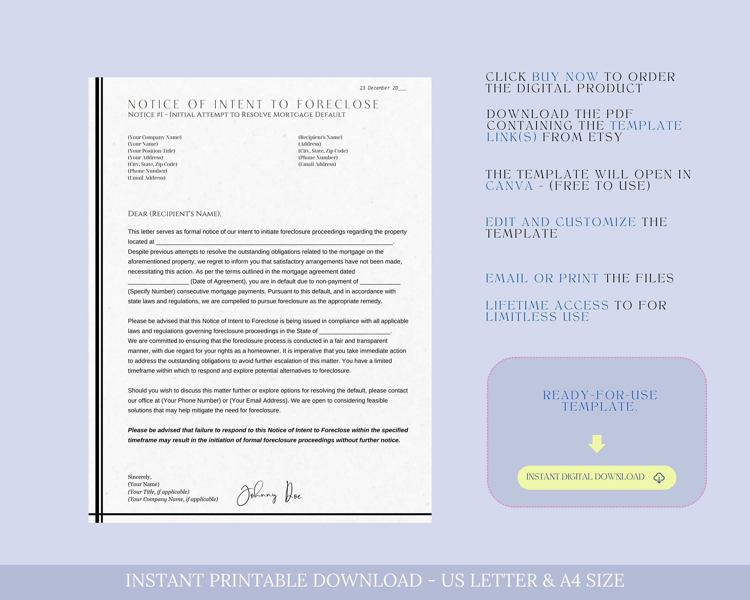 Notice of Intent to Foreclose Letter, Mortgage Delinquency Letter ...