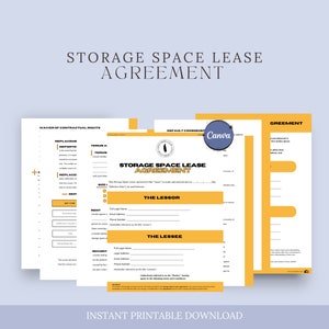 Storage Space Lease Agreement, Storage Rental Agreement, Storage Space ...