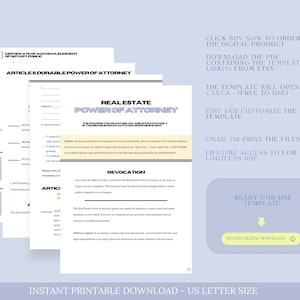Real Estate Power of Attorney, POA Form, Property Attorney-in-fact ...
