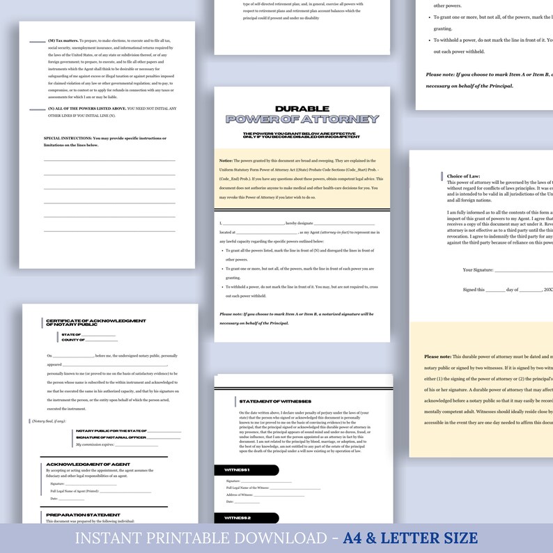 Durable Power of Attorney, Durable Power of Attorney,general Power,gpoa ...