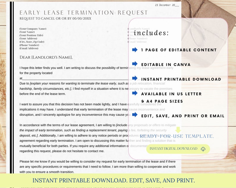 Request for Early Termination of Lease Agreement,lease Break Letter ...